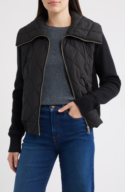 BERNARDO Bernardo Mixed Media Knit & Quilted Jacket