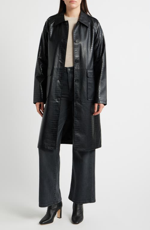 BERNARDO Bernardo Croc Embossed Faux Leather Trench Coat