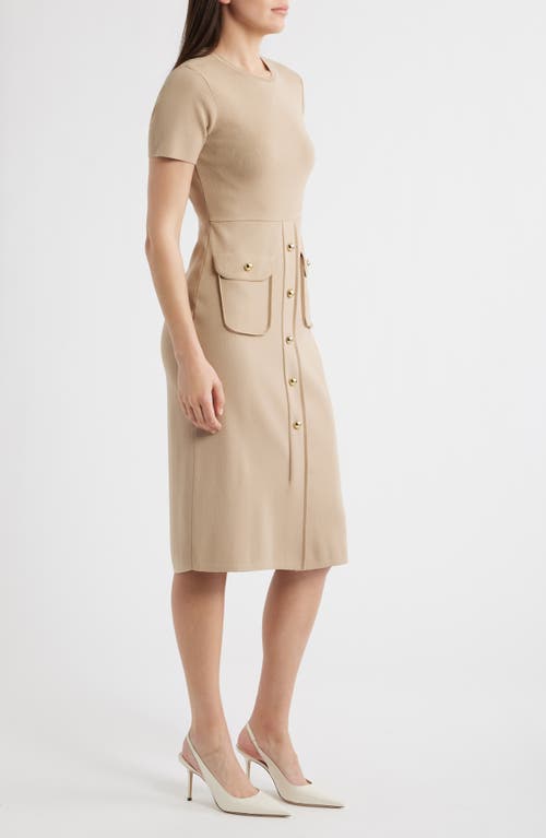 ELIZA J Eliza J Fitted Midi Sweater Dress with Button Details