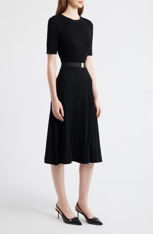 ELIZA J Eliza J Ribbed Fit & Flare Sweater Dress with Belt