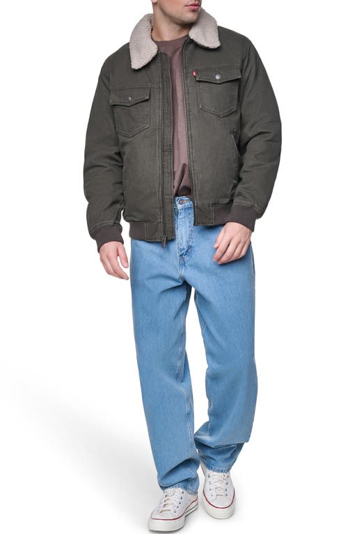 LEVI'S Levi's Cotton Aviator Bomber Jacket with Faux Shearling Collar