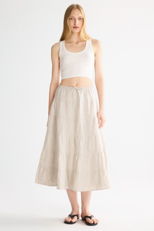 OROLAY Orolay Tiered Ruffle Linen Skirt