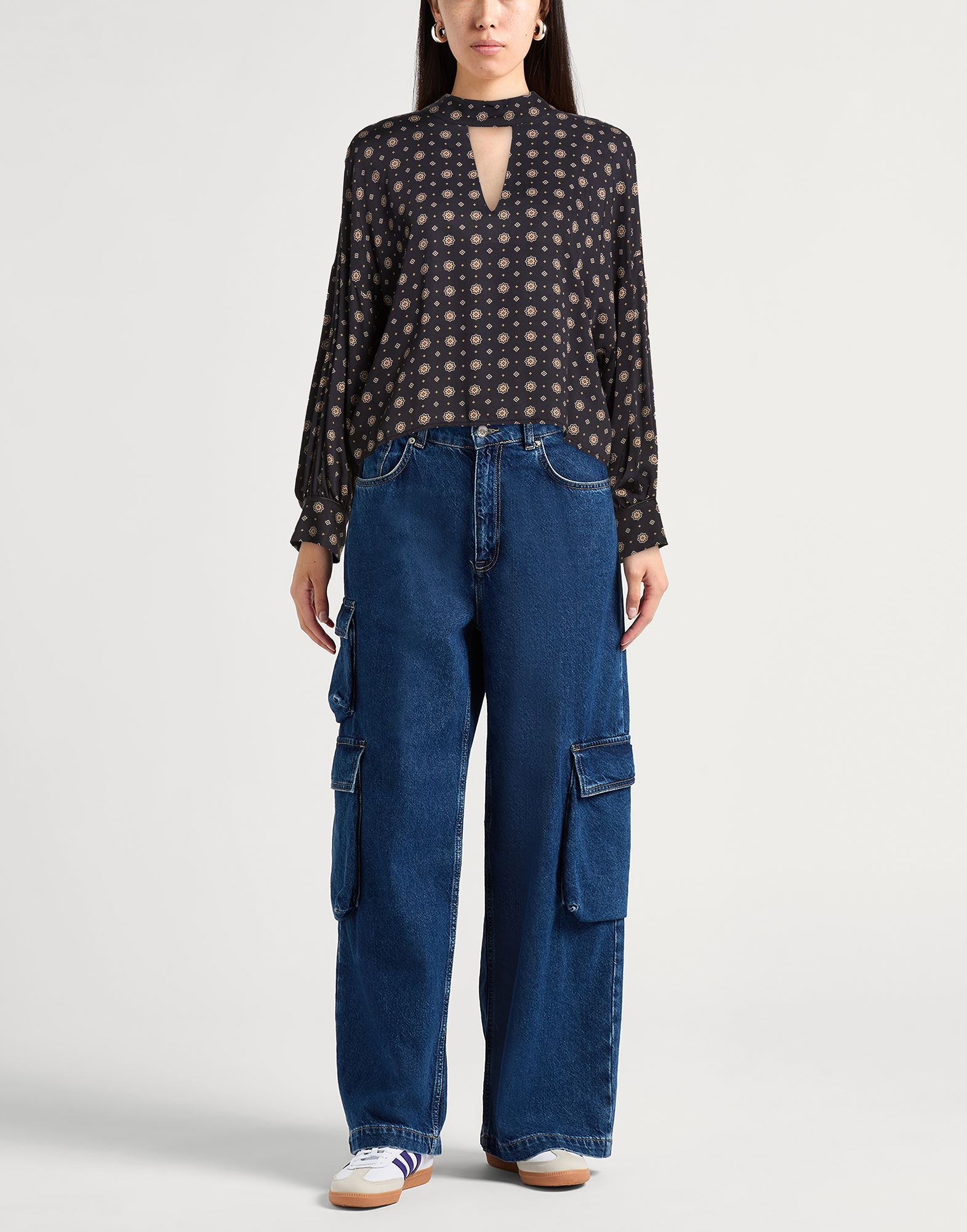 KAOS KAOS Women's Midnight Viscose Bow Blouse