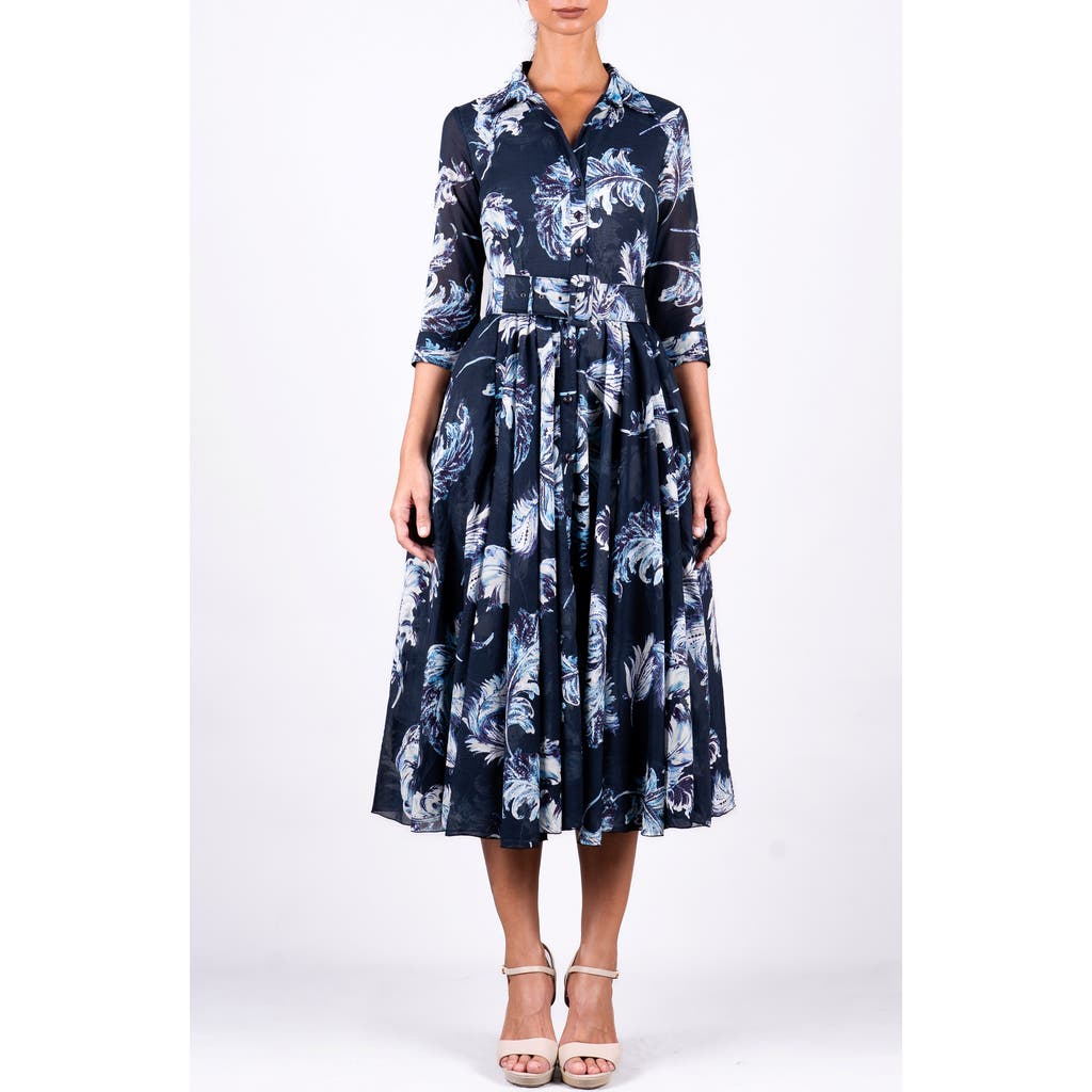 SAMANTHA SUNG Feather Lightness A-Line Belted Shirtdress