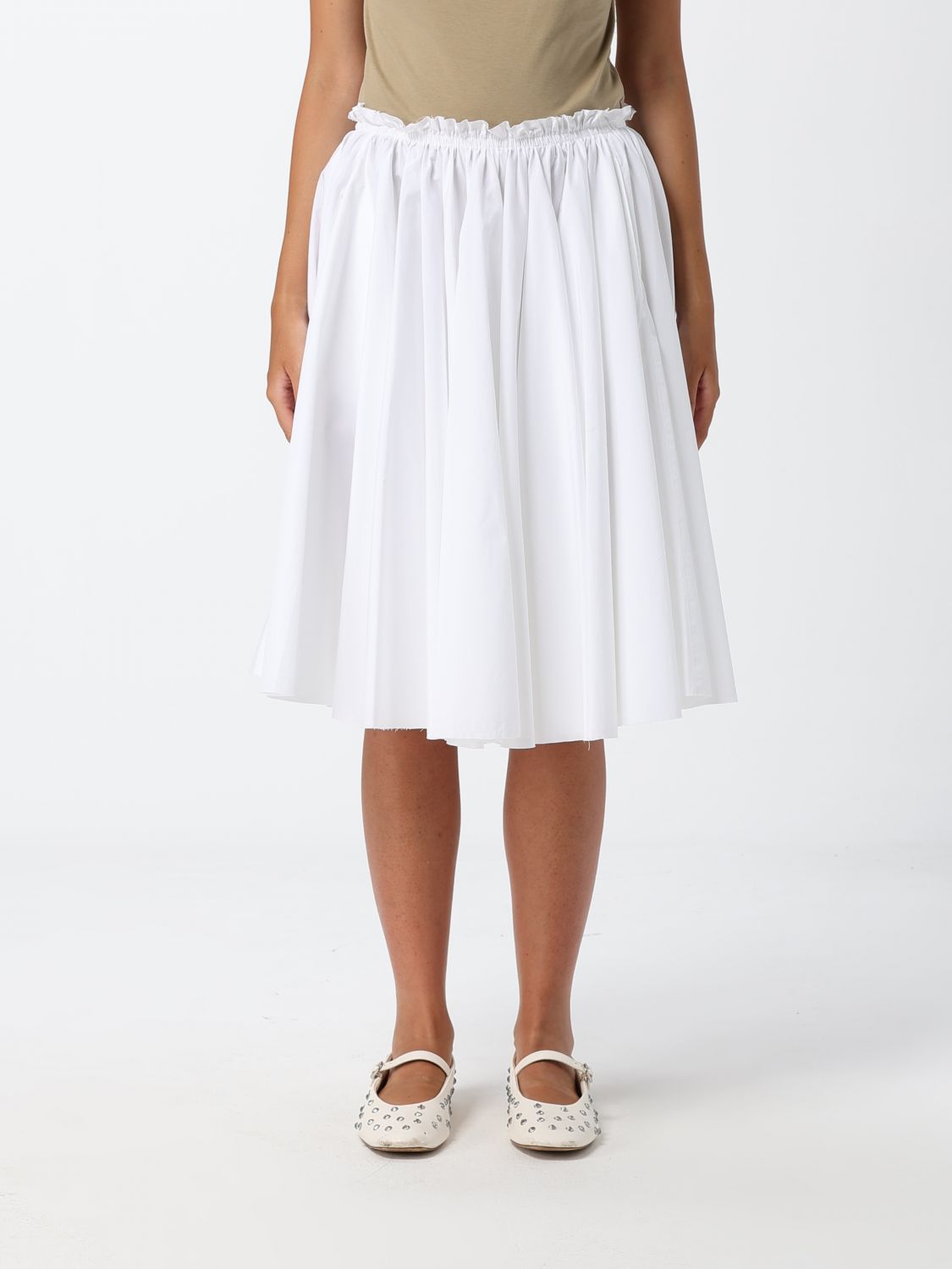 AMI Ami Paris High-Waisted Pleated Cotton Mini Skirt