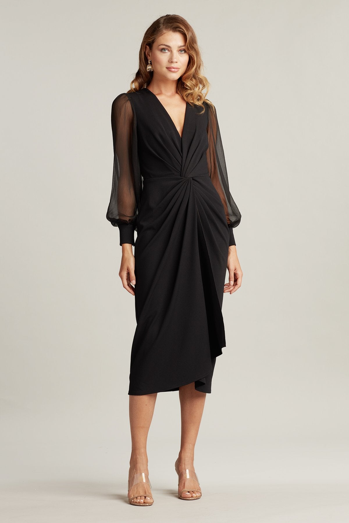 TADASHI SHOJI Tadashi Shoji Gilliam Twist-Drape Midi Dress