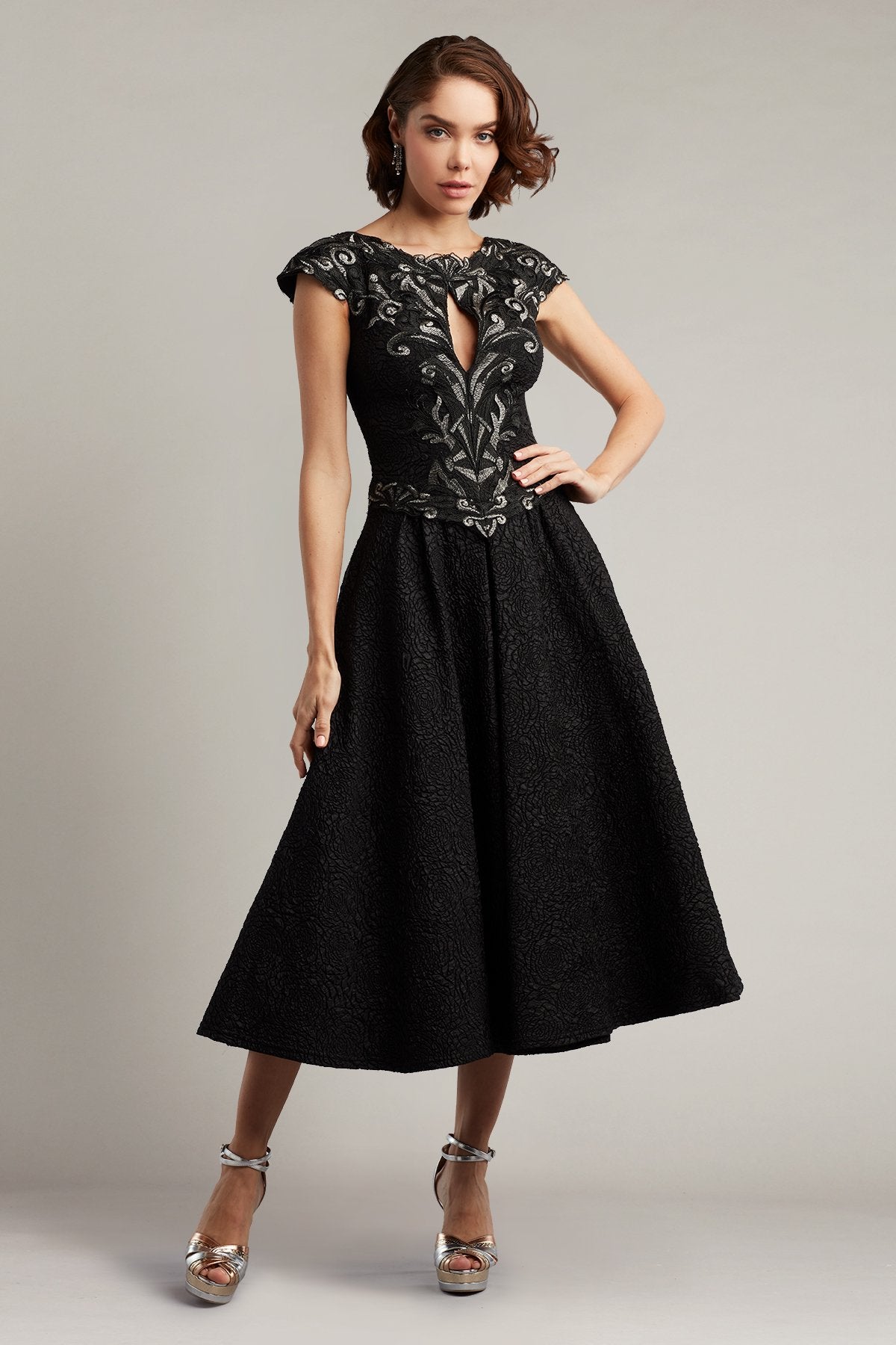 TADASHI SHOJI Tadashi Shoji Lillie Embroidered Jacquard Midi Dress