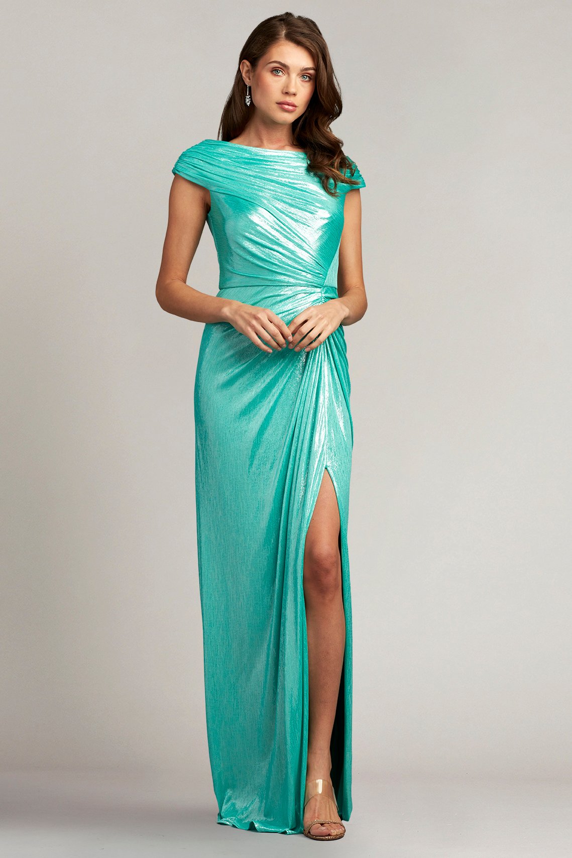 TADASHI SHOJI Tadashi Shoji Emersyn Draped Lamé Gown