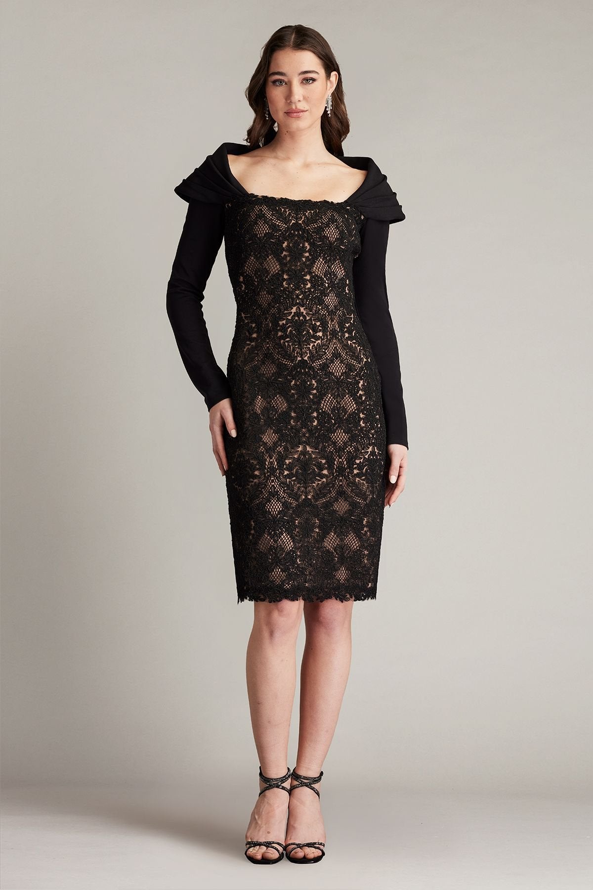 TADASHI SHOJI Tadashi Shoji Arna Embroidered Portrait Collar Dress