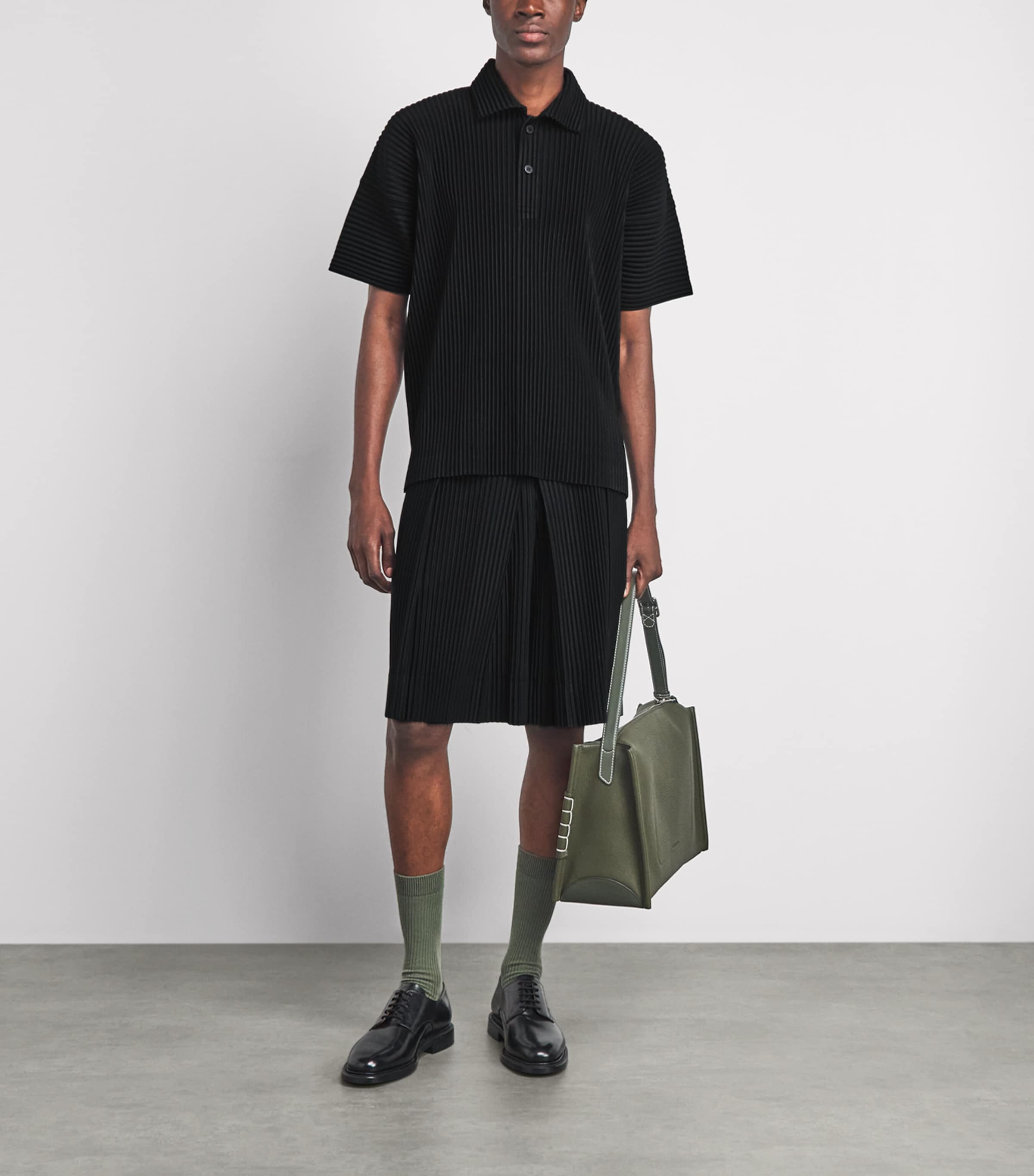 ISSEY MIYAKE pleated polo shirt