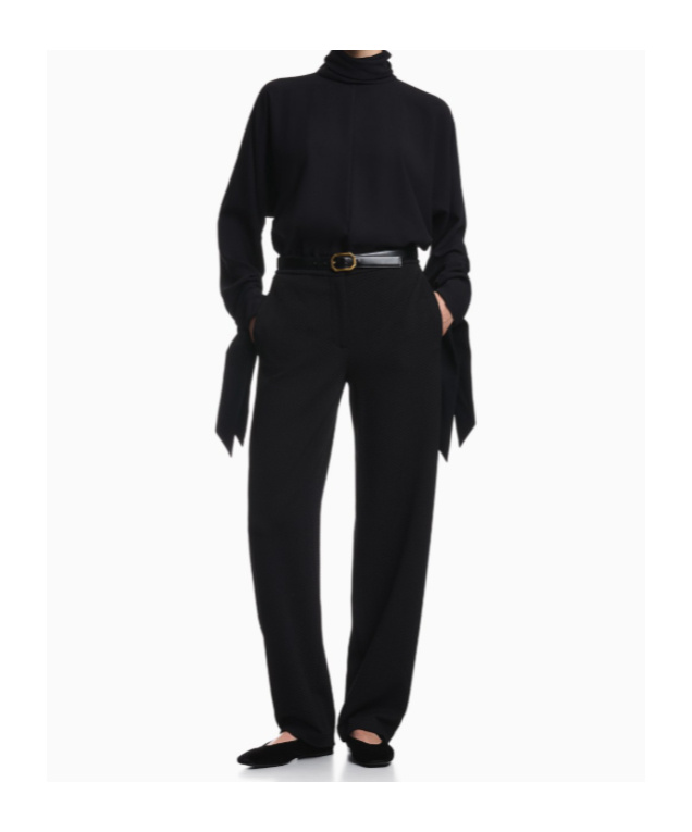 EMPORIO ARMANI Emporio Armani High-Neck Blouse with Draped Collar and Tie Cuffs