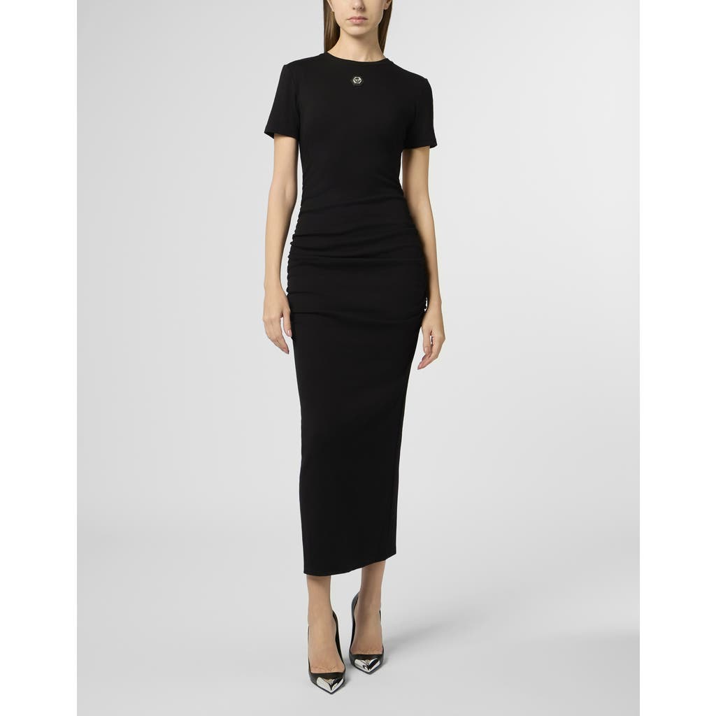 PHILIPP PLEIN PHILIPP PLEIN Open Back Maxi T-Shirt Dress with Signature Pendant