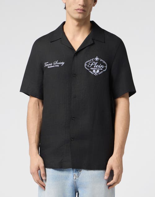PHILIPP PLEIN linen bowling shirt tennis club men