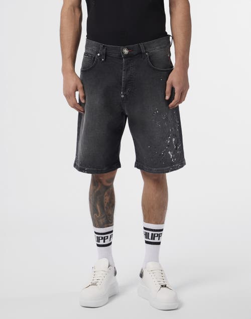 PHILIPP PLEIN PHILIPP PLEIN Denim Shorts with Paint Splatter
