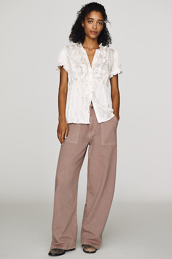 ANTHROPOLOGIE By Anthropologie Ruffle Short Sleeve Blouse