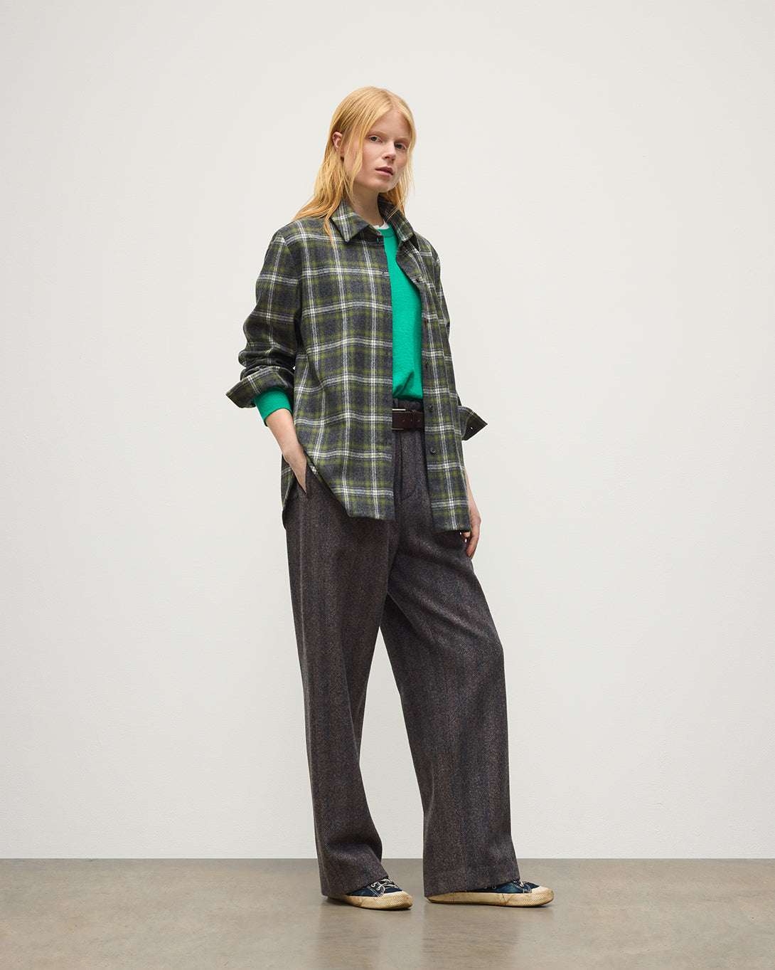 JOHNSTONS OF ELGIN Johnstons Of Elgin Clanlass Plaid Wool & Cashmere Blend Overshirt