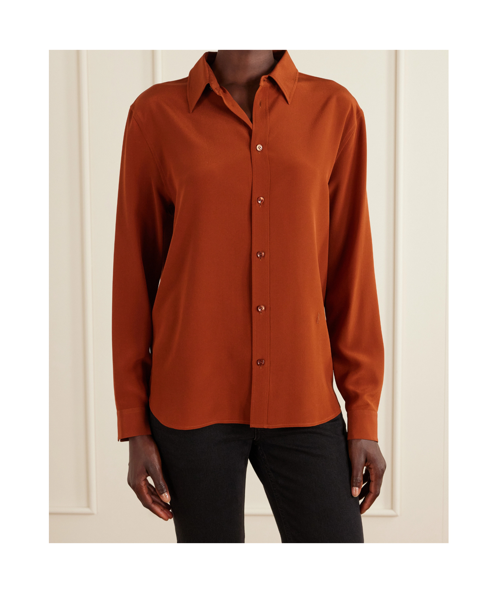 SAINT LAURENT Saint Laurent Long-Sleeved Shirt with Pointed Collar