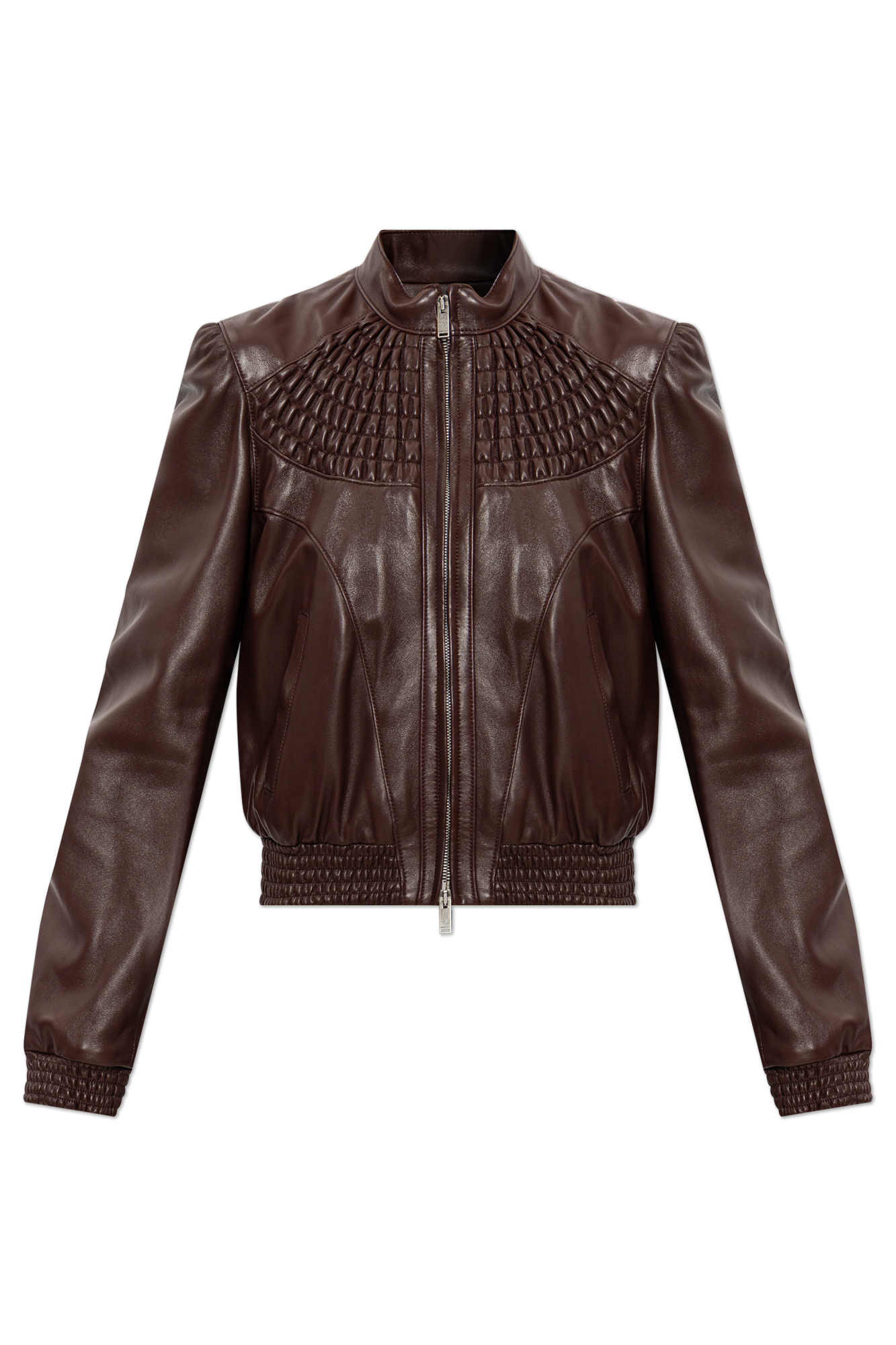 ALEXANDER MCQUEEN Alexander McQueen Leather Jacket with Stand-Up Collar