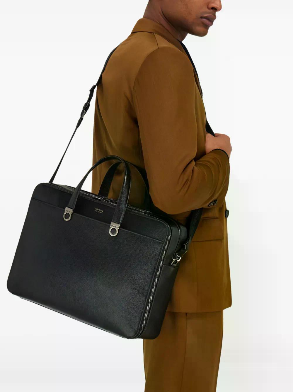 SALVATORE FERRAGAMO Ferragamo Gancini Briefcase in Hammered Calfskin