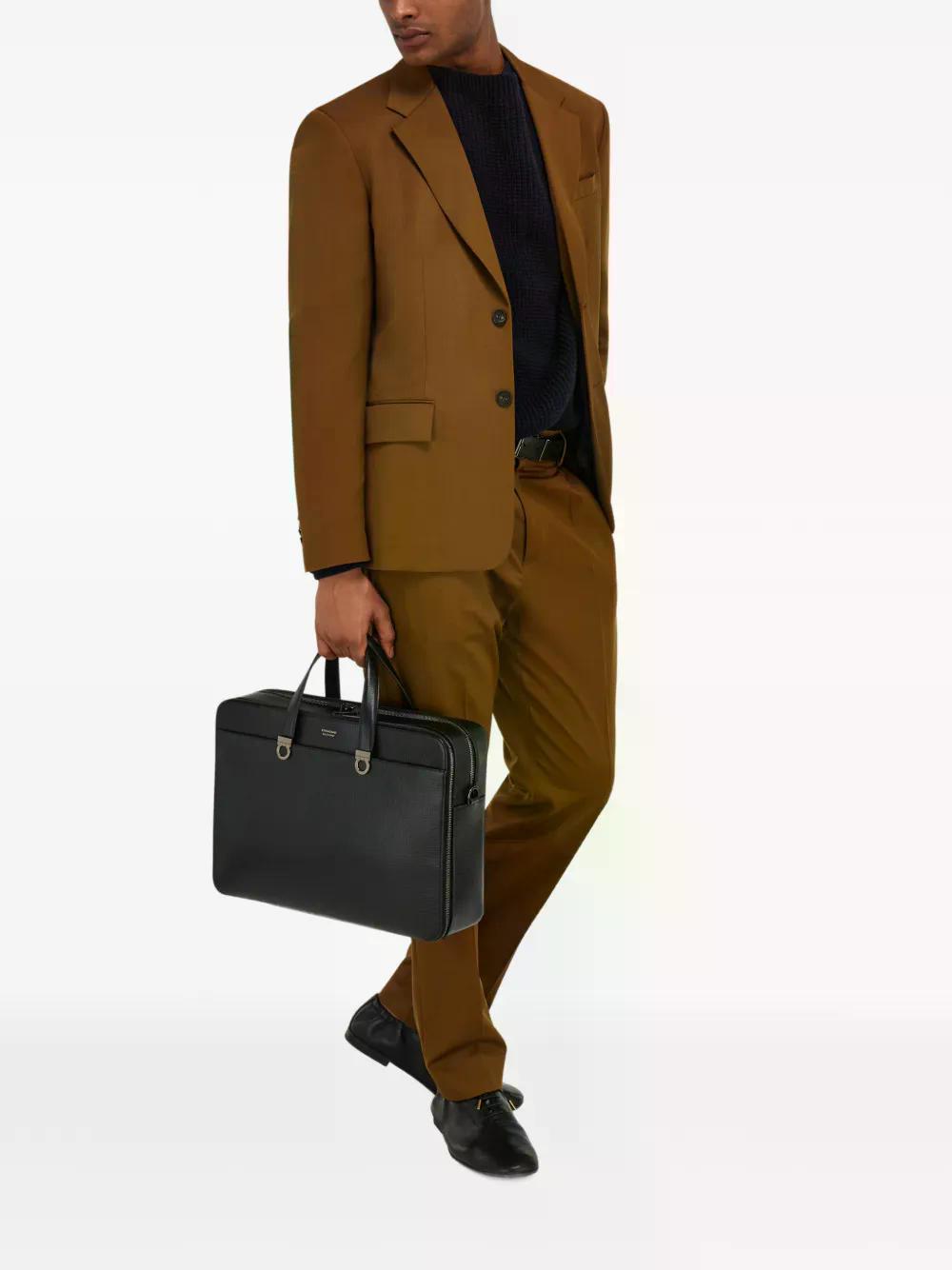 SALVATORE FERRAGAMO Ferragamo Gancini Briefcase in Hammered Calfskin