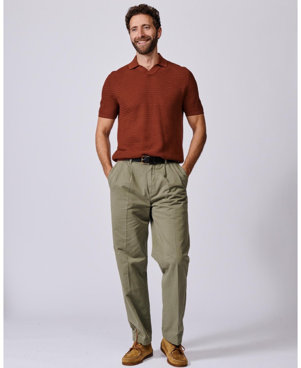 AUBIN alford textured cotton polo shirt