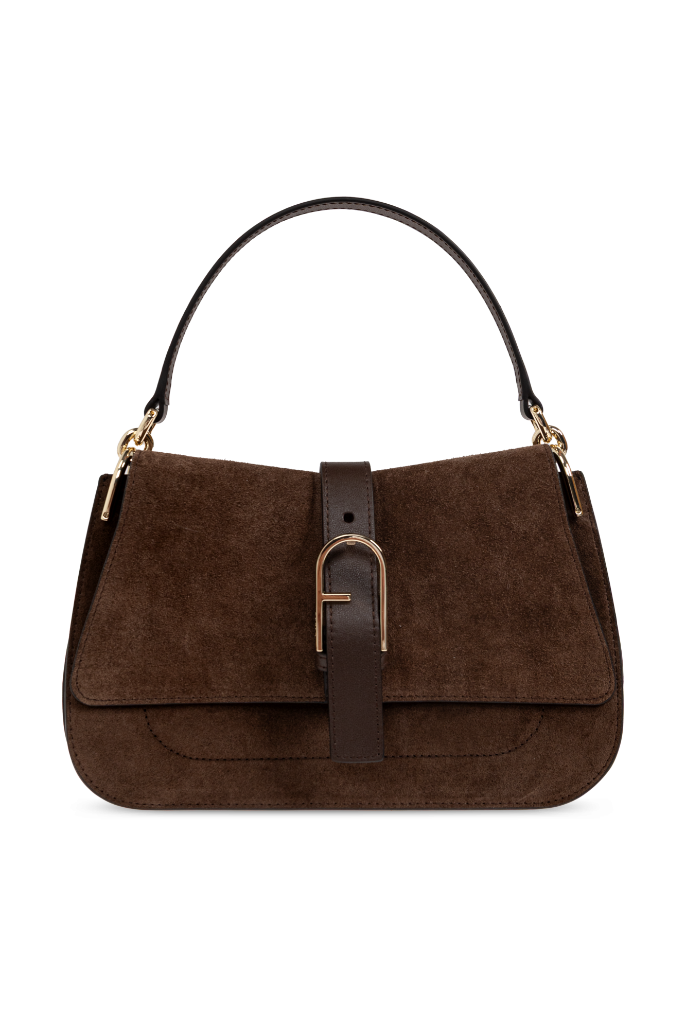 FURLA Furla "Flow" Suede and Leather Shoulder Bag