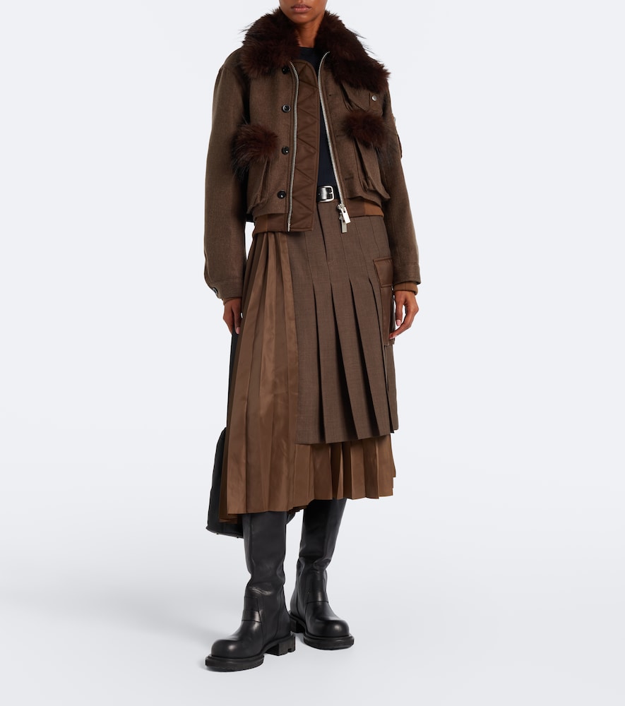 SACAI Sacai Layered Pleated Midi Skirt