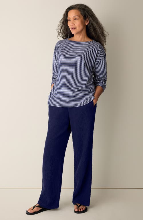 EILEEN FISHER Eileen Fisher Striped Organic Cotton Bateau Neck Boxy Top