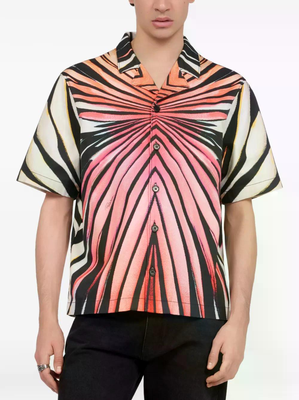 ROBERTO CAVALLI ray of paradise-print short-sleeve shirt