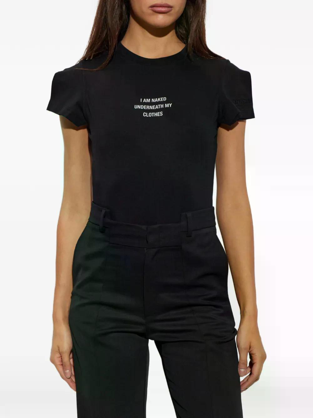 VETEMENTS VETEMENTS Slogan Print Short Sleeve Bodysuit
