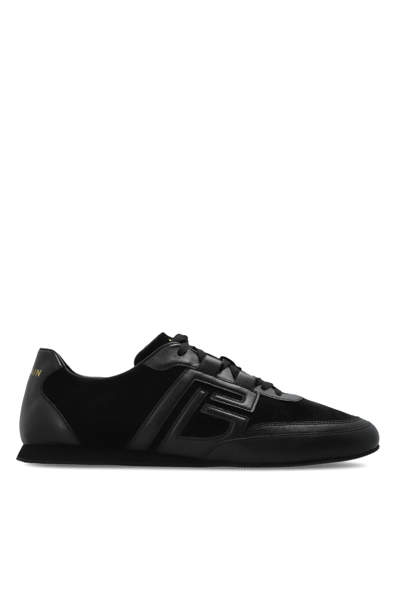 BALMAIN Balmain Black Leather and Suede Lace-Up Sneakers
