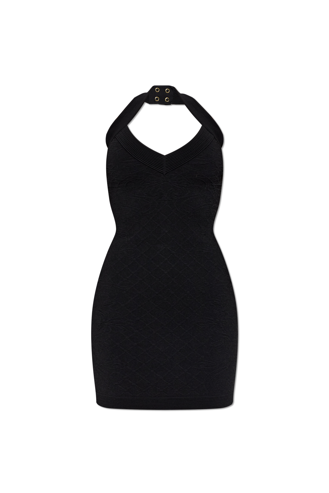 BALMAIN Balmain Fitted Knit Mini Dress with Asymmetrical Halter Neck