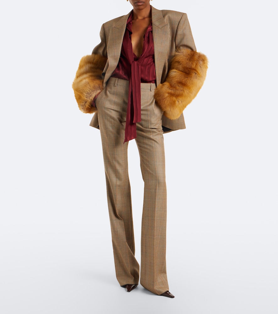 SAINT LAURENT Saint Laurent Prince of Wales Check Wool Blazer