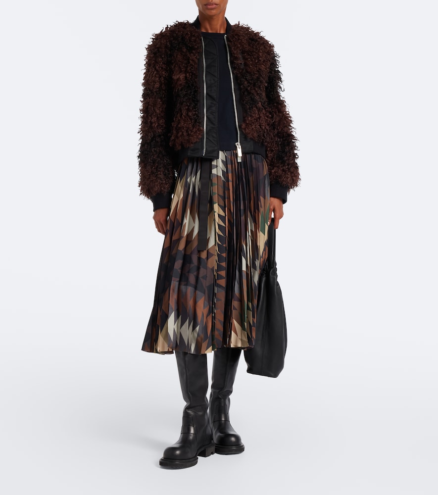 SACAI Sacai x A.P.C. Pleated Printed Midi Skirt