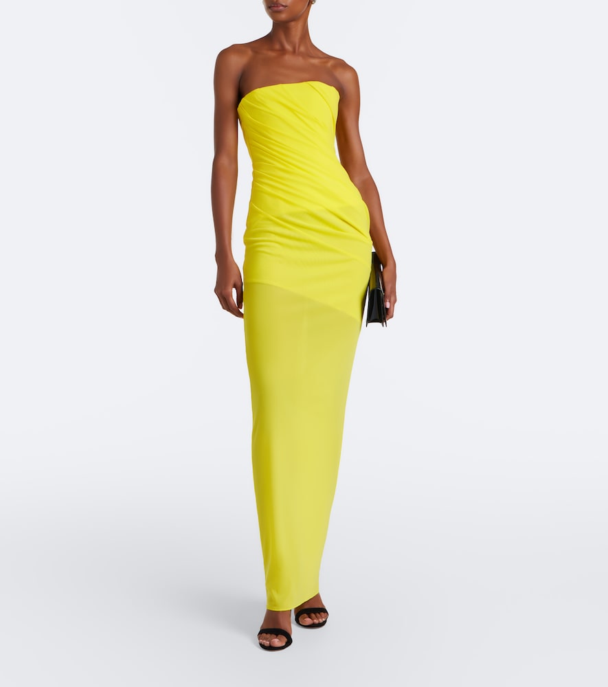 ALEX PERRY Alex Perry Ruched Mesh Bustier Gown