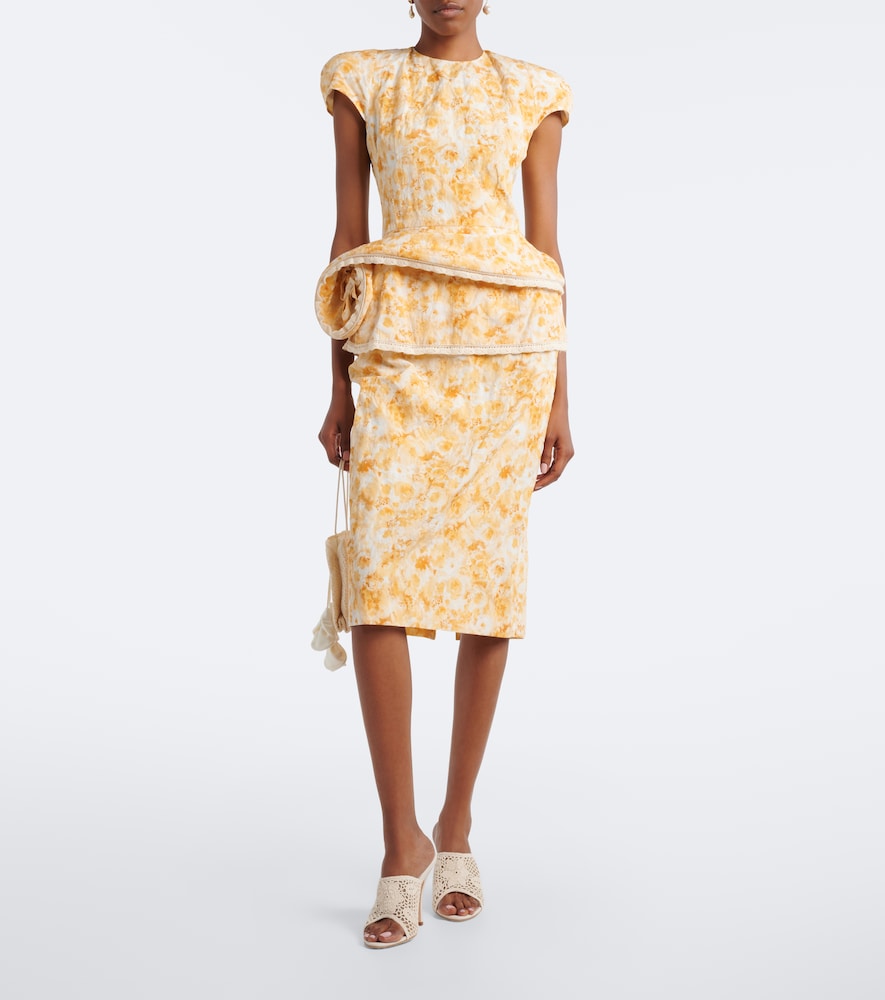 MAGDA BUTRYM Magda Butrym Floral-Appliqué Cotton-Blend Midi Dress