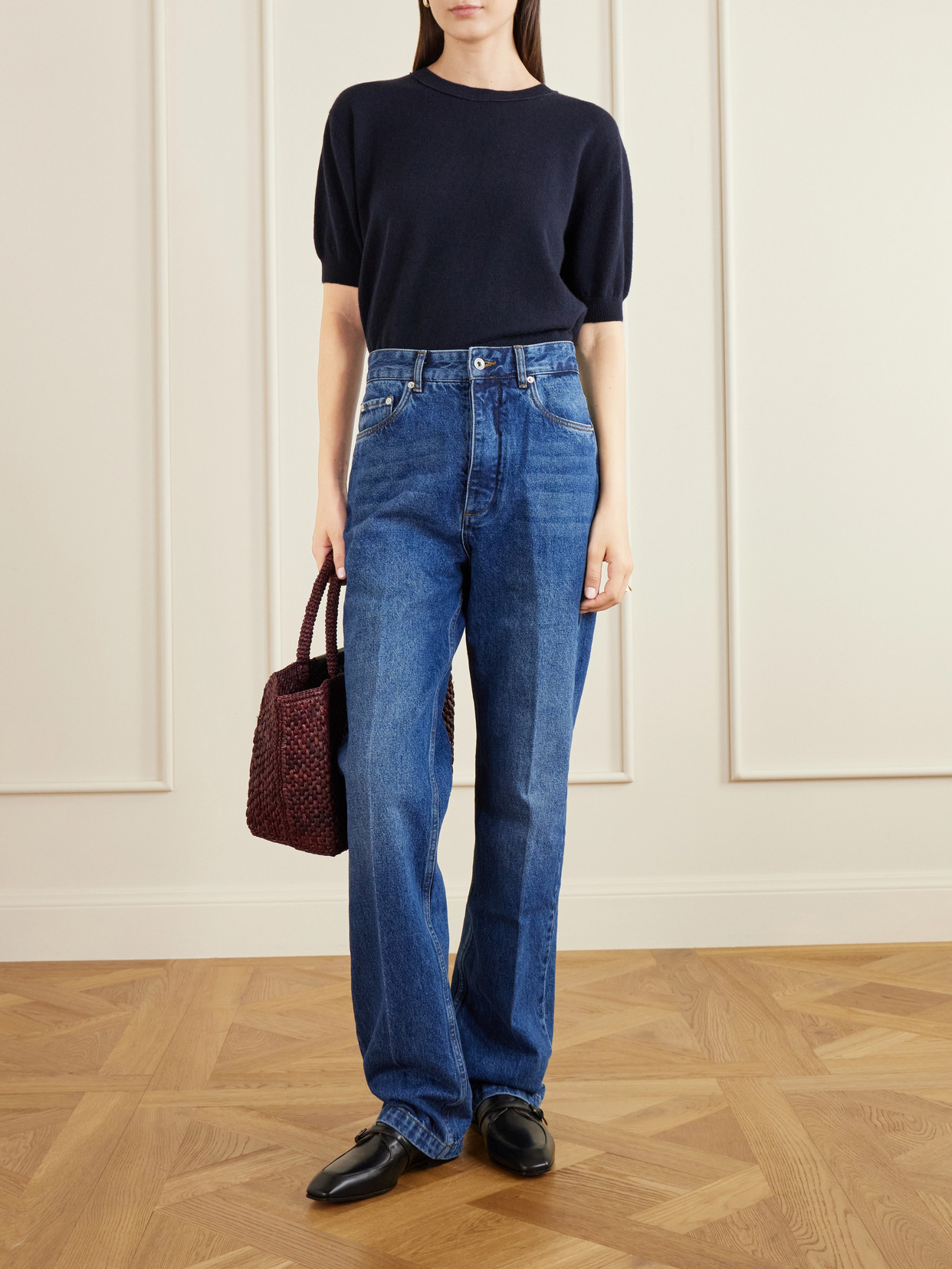 STUDIO NICHOLSON Studio Nicholson Barra Mid-Rise Straight-Leg Jeans