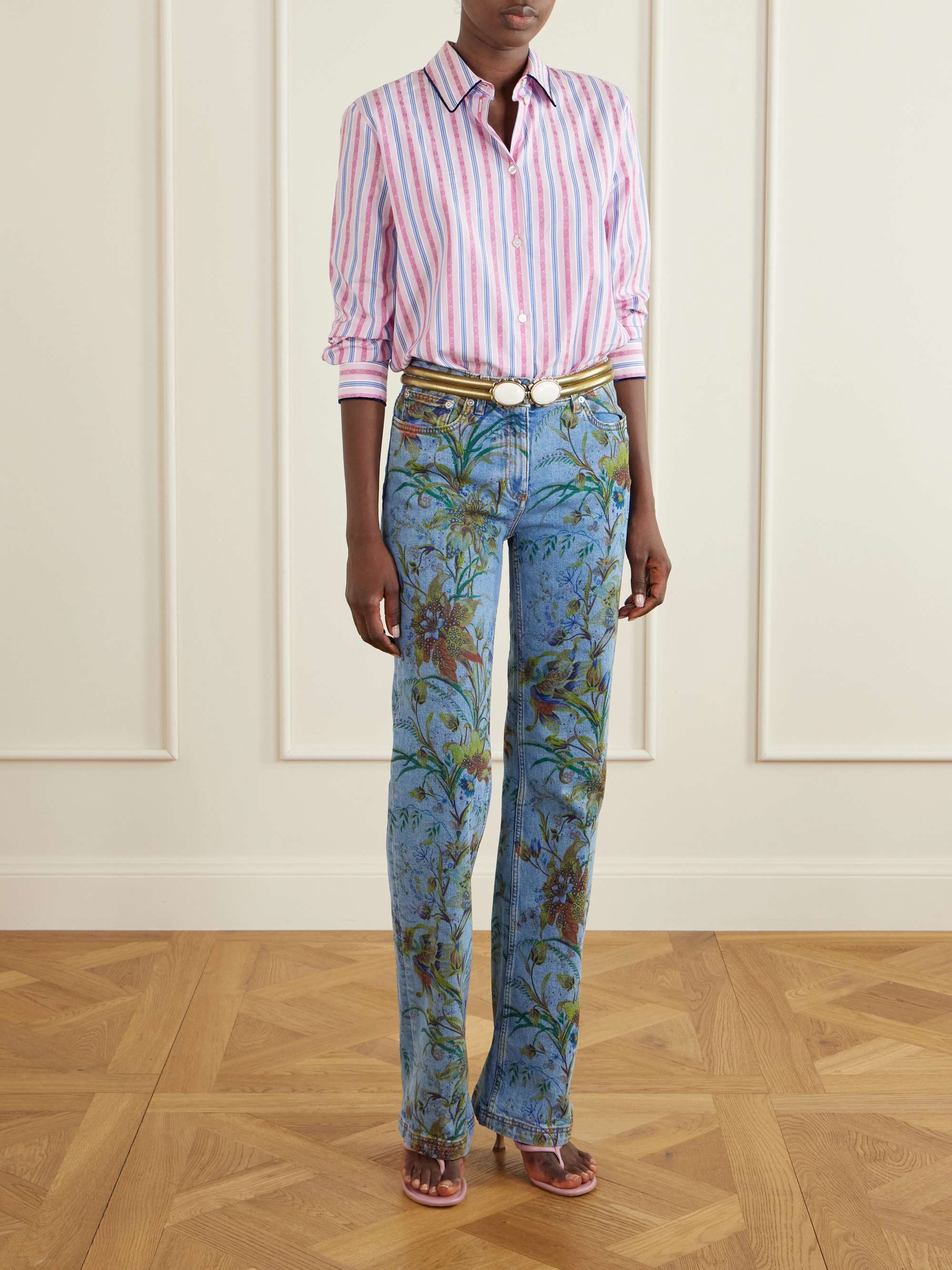 ETRO Etro Floral Print Straight Leg Jeans