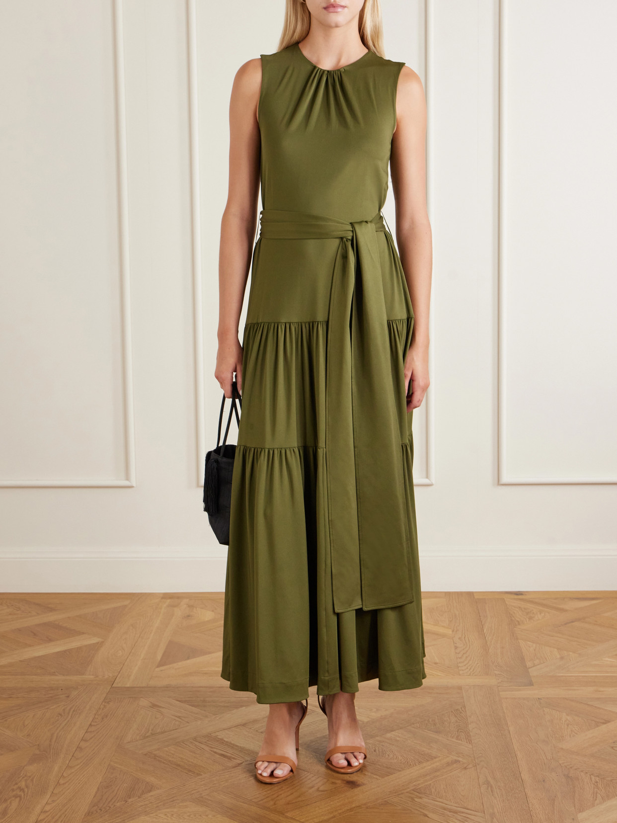 ALTUZARRA Altuzarra Liza Belted Tiered Jersey Maxi Dress