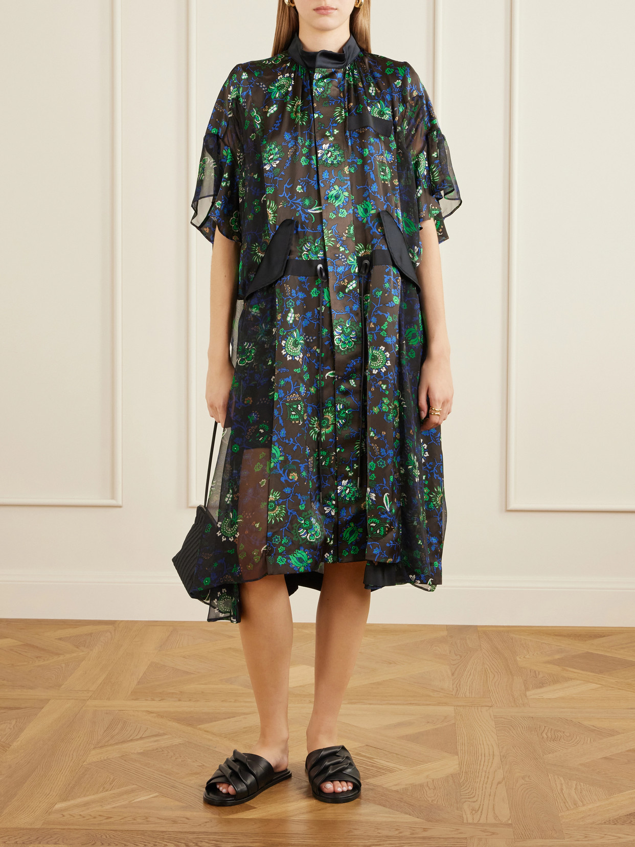 SACAI Sacai Floral-Print Satin Midi Dress