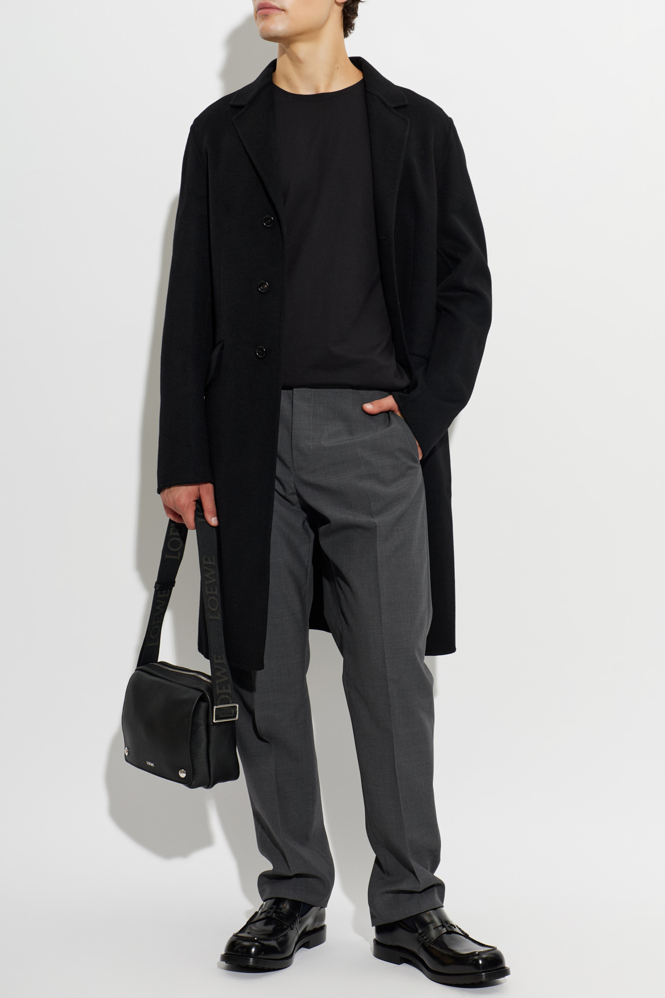JIL SANDER JIL SANDER Single-Breasted Wool and Cashmere Coat with Peak Lapel