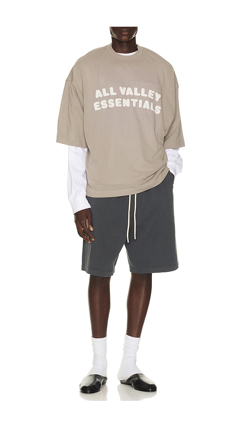 FEAR OF GOD fear of god essentials merch tee in grey.