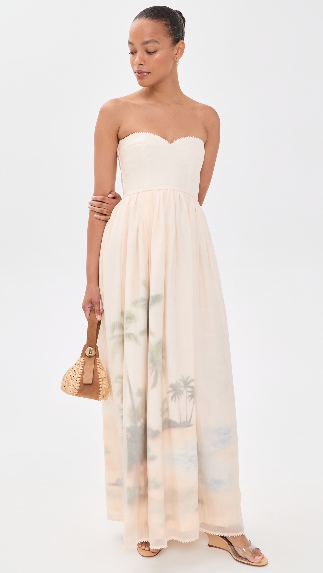 AGUA BENDITA Agua by Agua Bendita Strapless Maxi Dress with Beaded Trim
