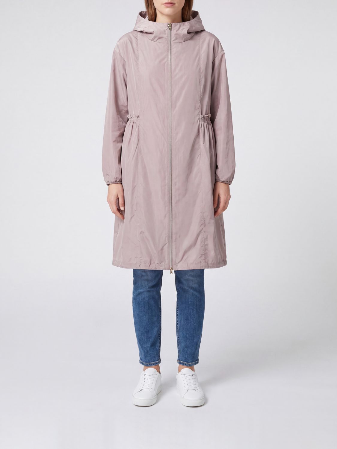 HERNO Herno Knee-Length Ultralight Nylon Raincoat with Hood and Drawstring