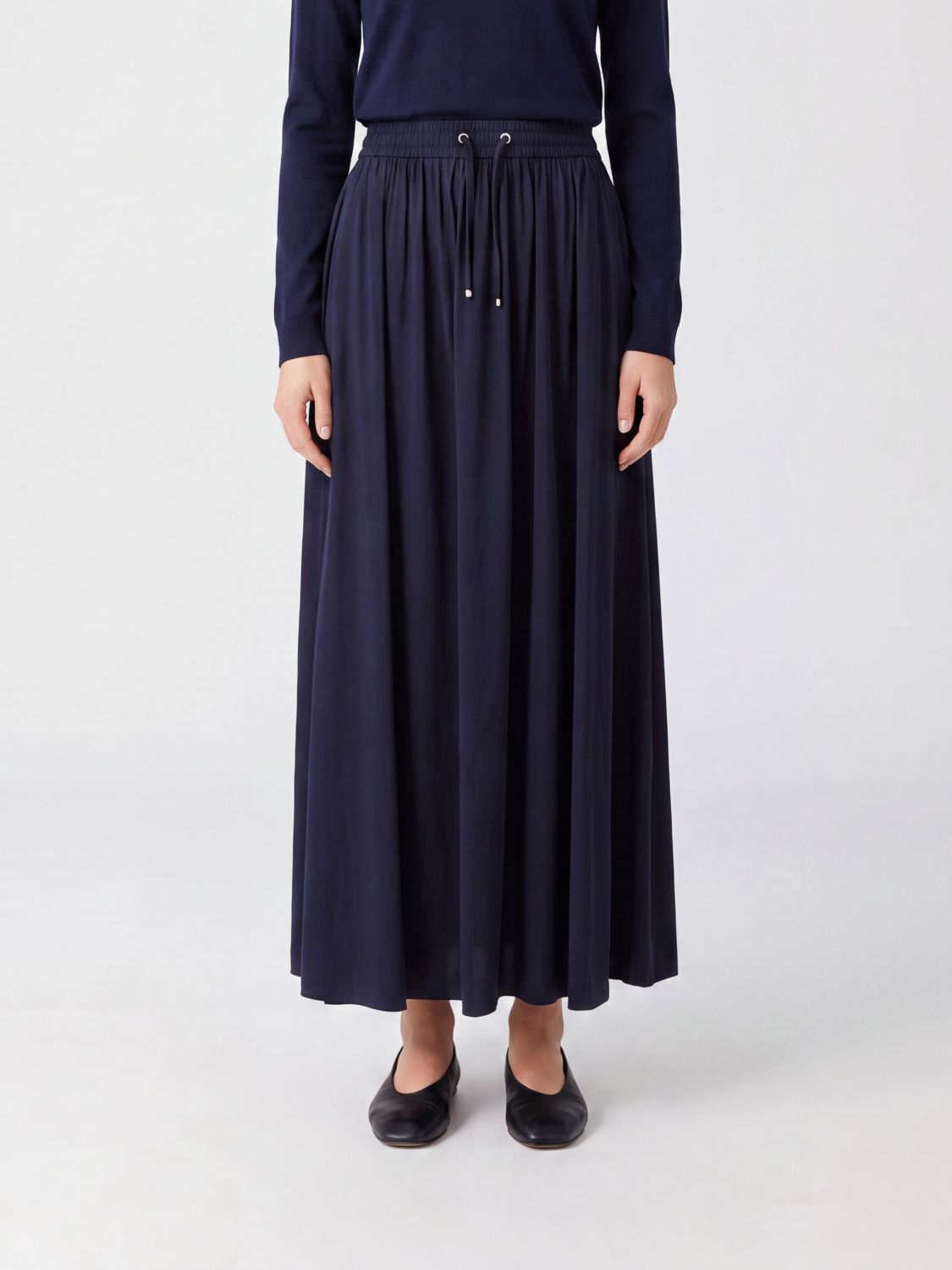 HERNO Herno A-Line Midi Skirt with High Elasticated Waist