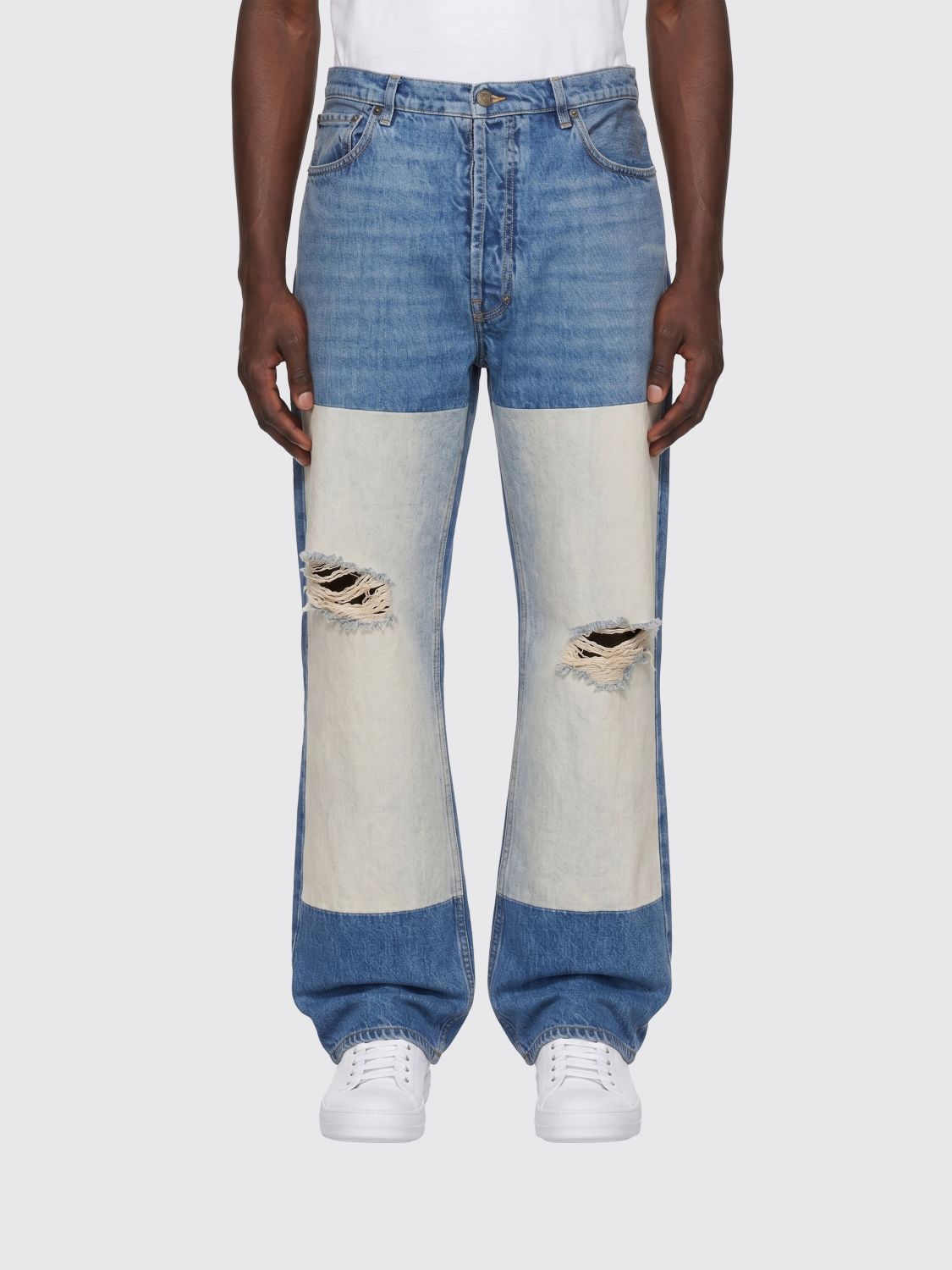 MAISON MARGIELA Maison Margiela Straight Leg Cotton Denim Jeans with Patchwork Effect