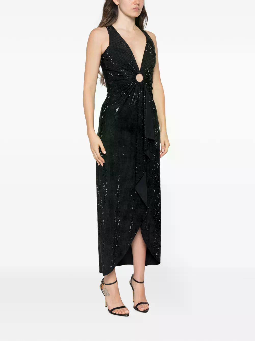 TWENTY FOURHAITCH TWENTY FOURHAITCH Sequin-Embellished Ring Detail Midi Dress
