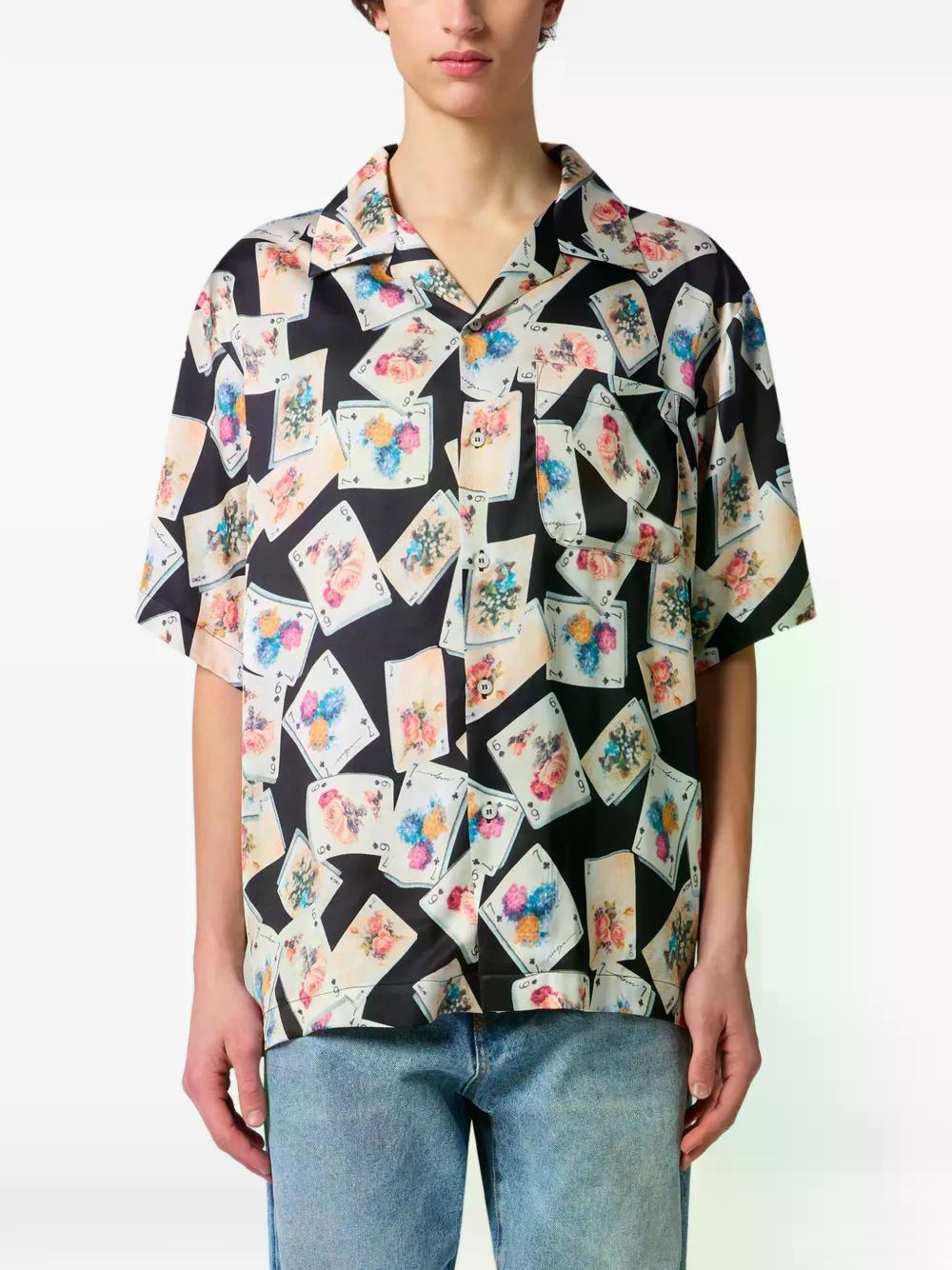 MSGM playing card-print camp-collar shirt