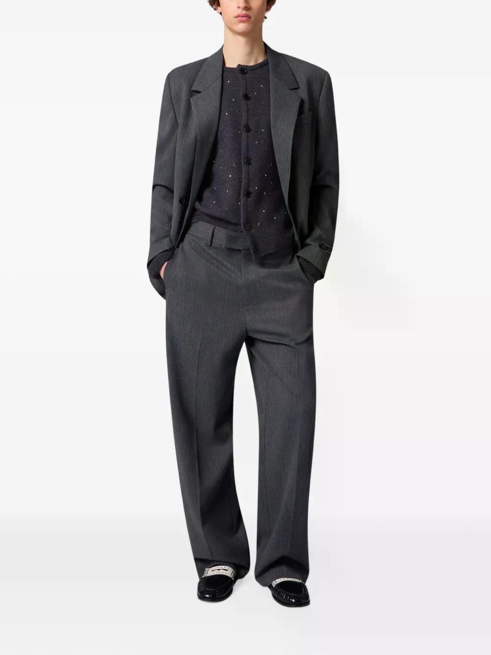 MSGM MSGM Charcoal Grey Pinstripe Pressed-Crease Tailored Trousers