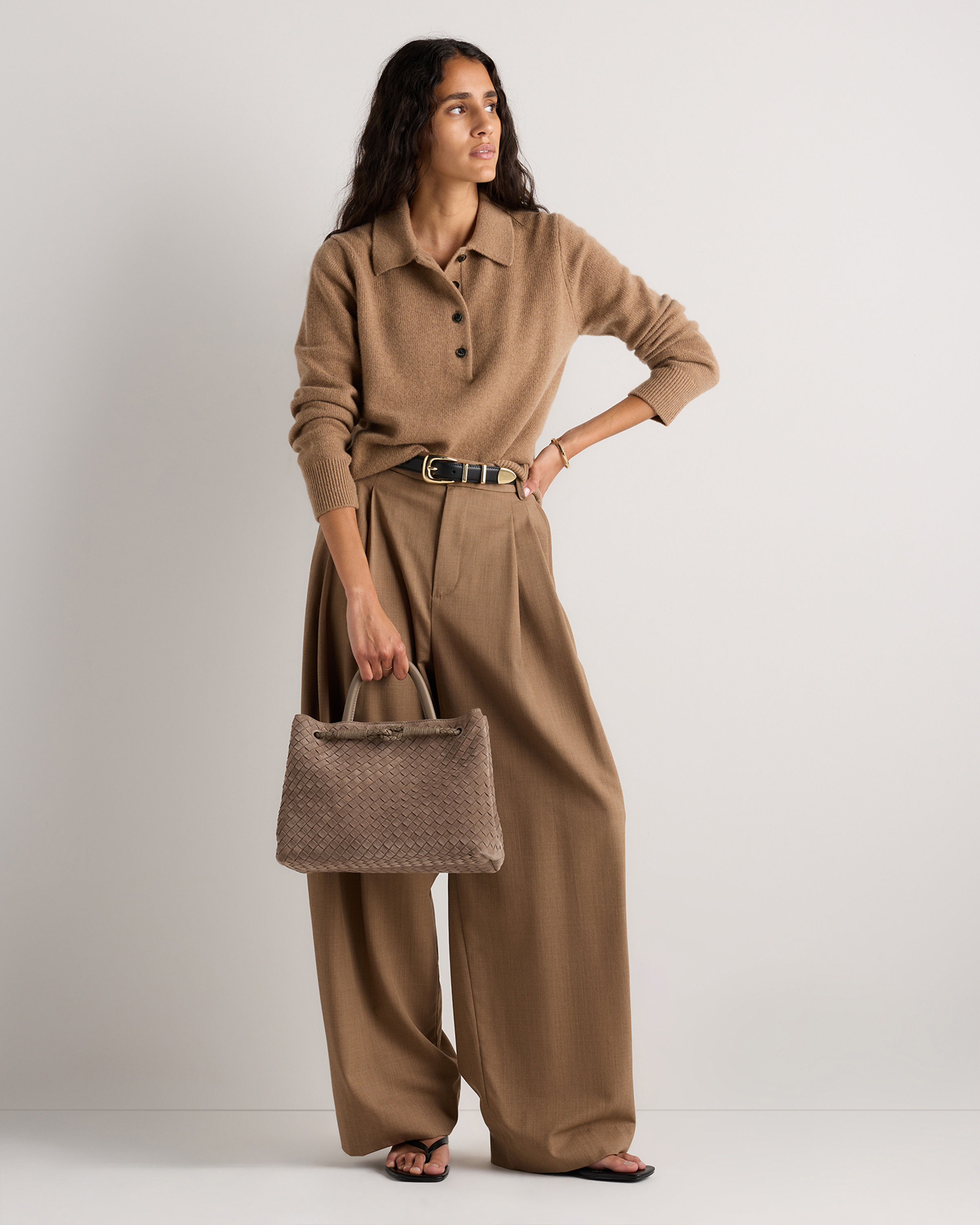 QUINCE QUINCE Romy Suede Handwoven Satchel